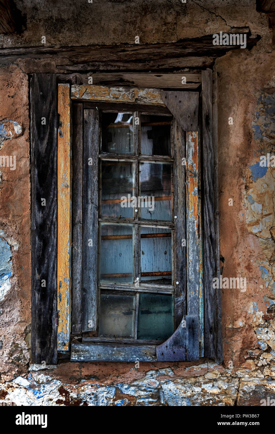 Crooked Window in Old Patitiri, Northern Sporades Greece Stock Photo ...