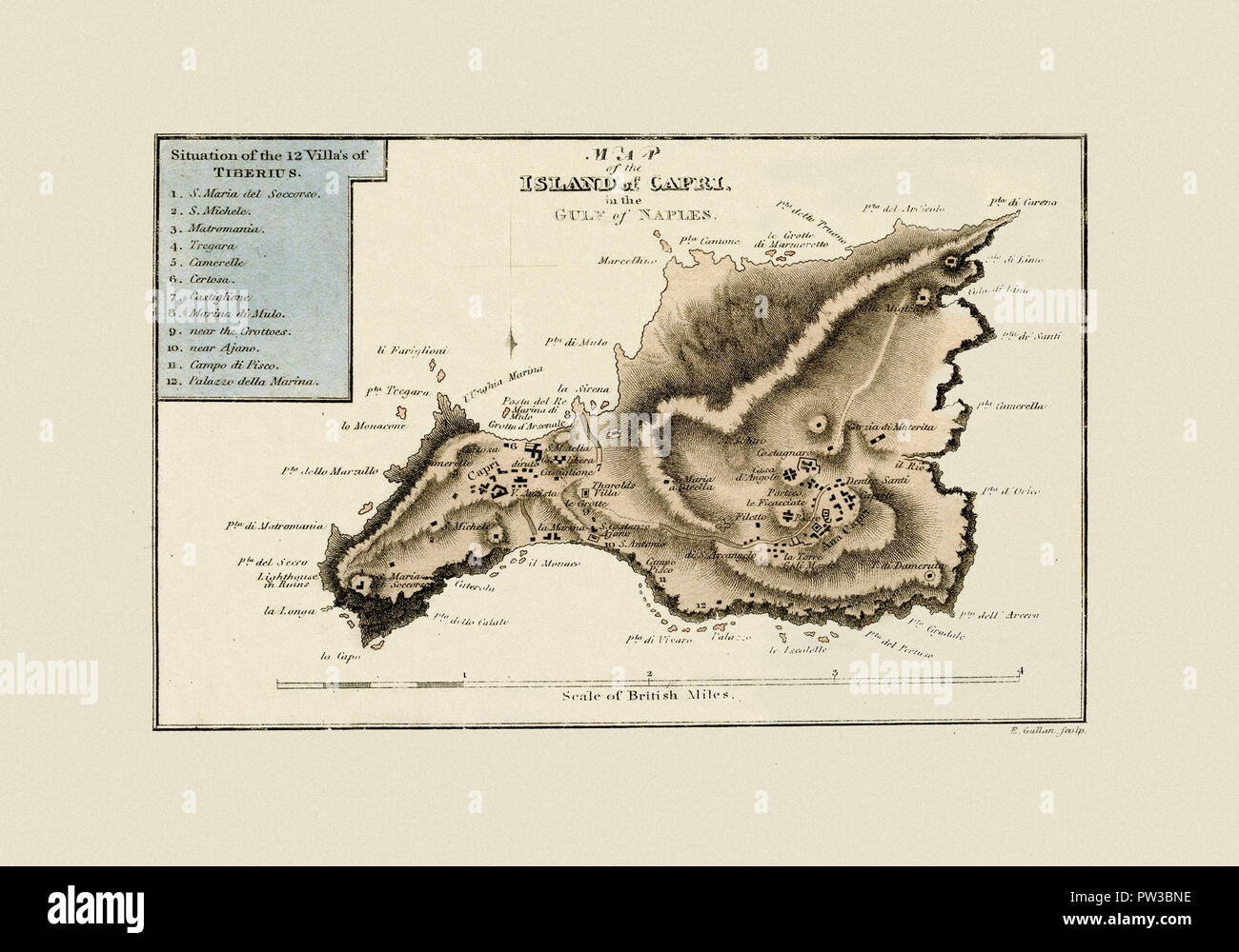 Map Of Capri 1810 Stock Photo - Alamy