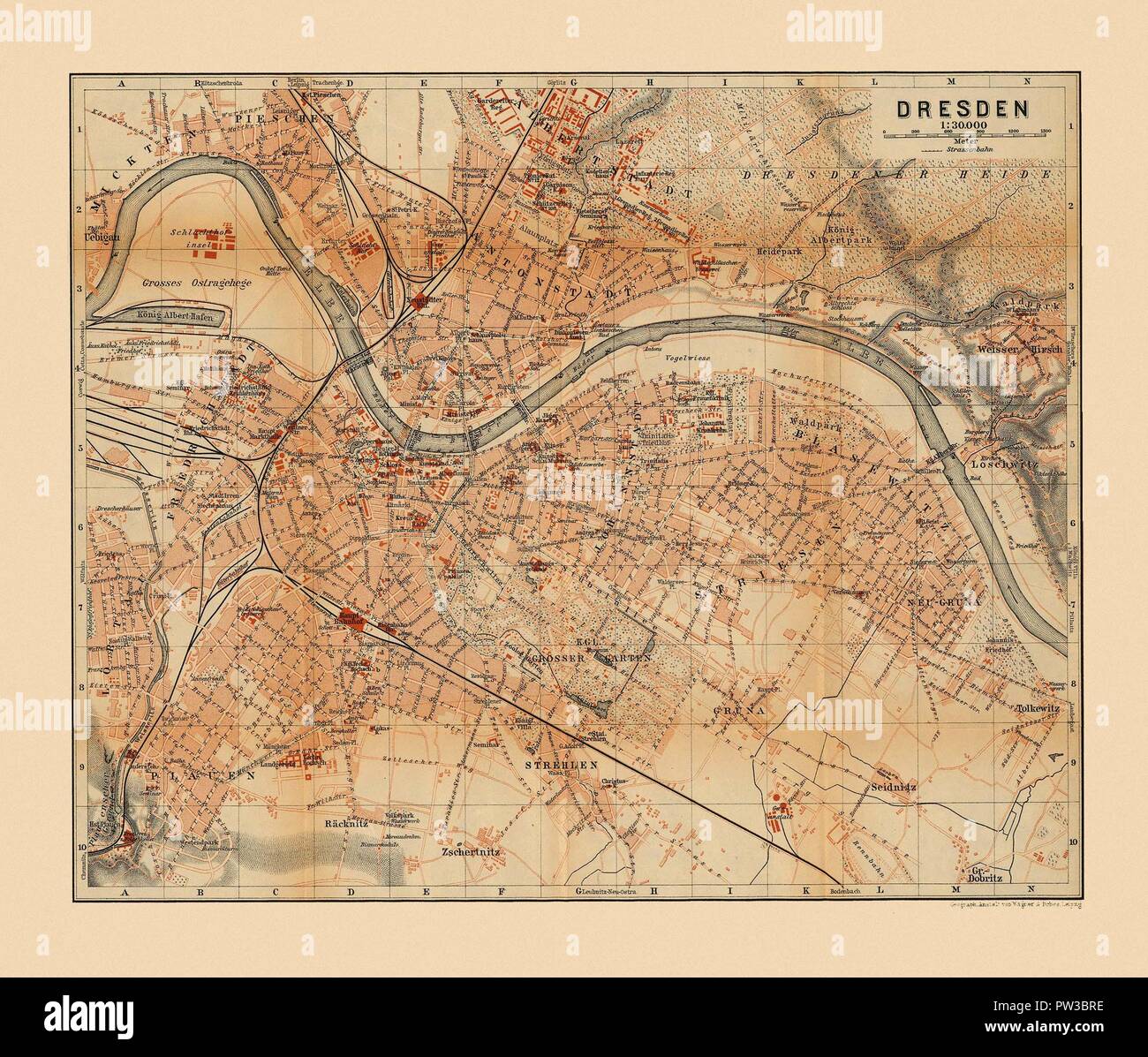Map Of Dresden 1910 Stock Photo - Alamy