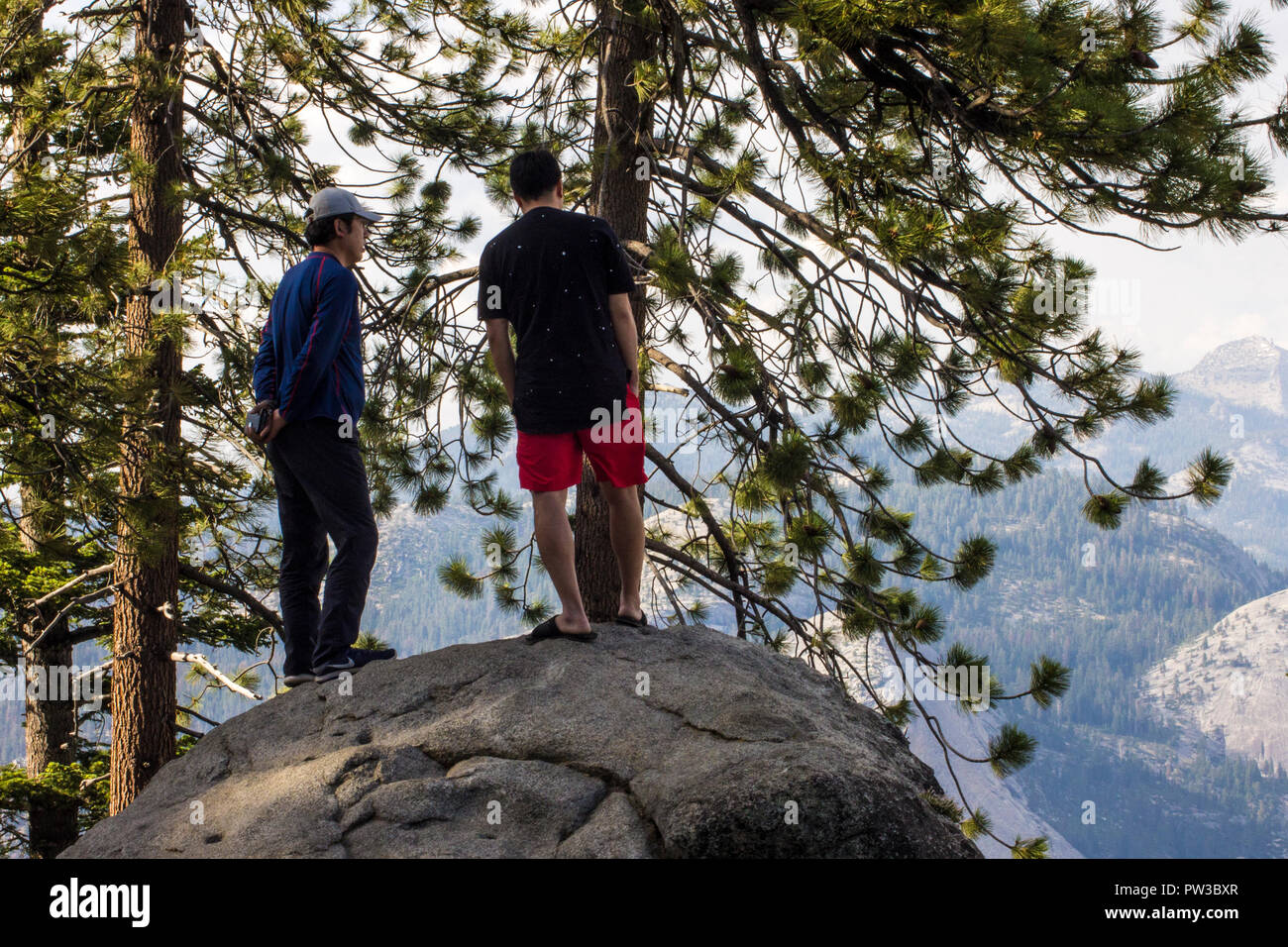 Views of Yosemite Valley from the Washburn Point observation area. A ...