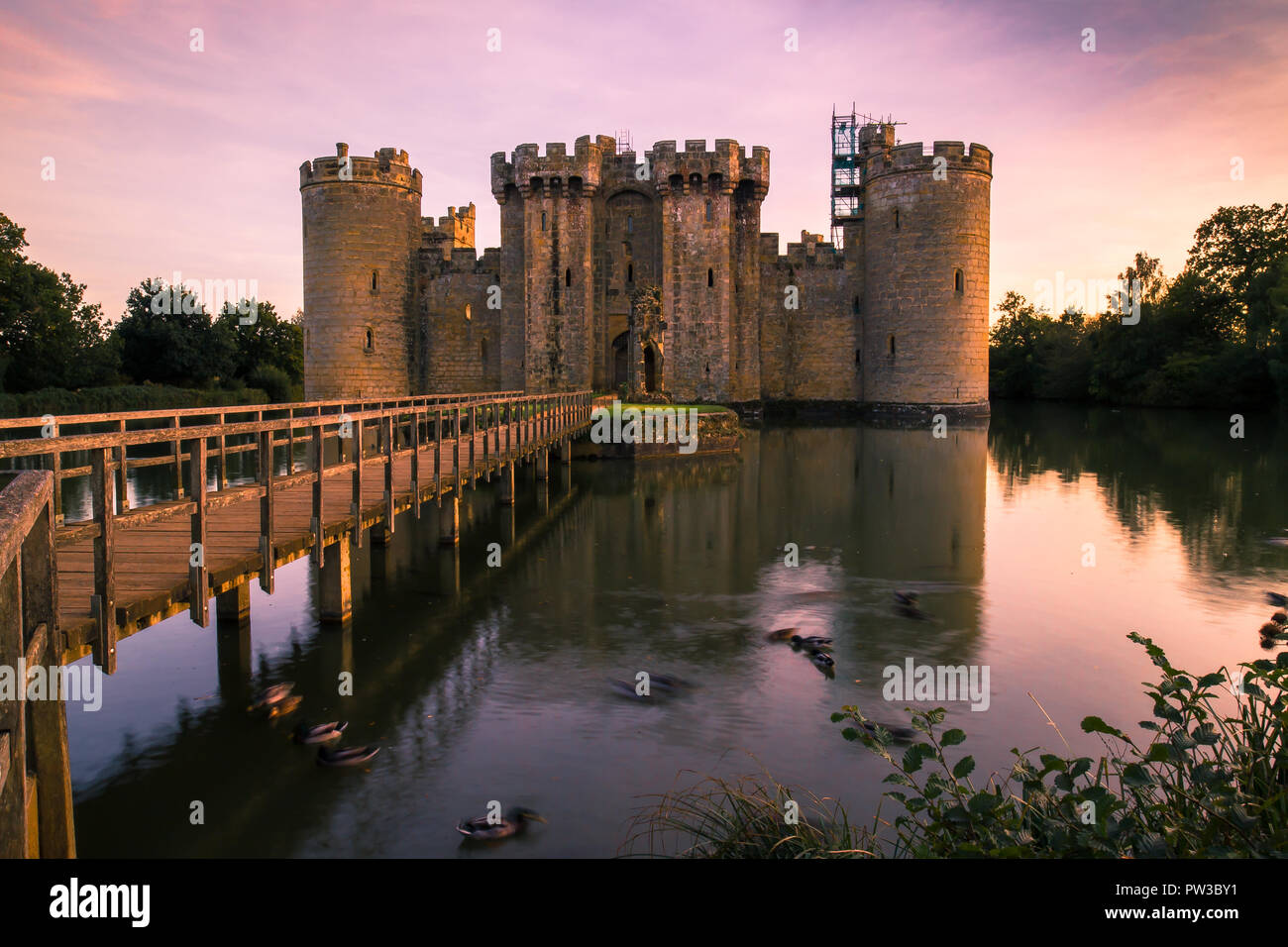 Bodiam Castle - a 14th-century moated castle near Robertsbridge in East ...
