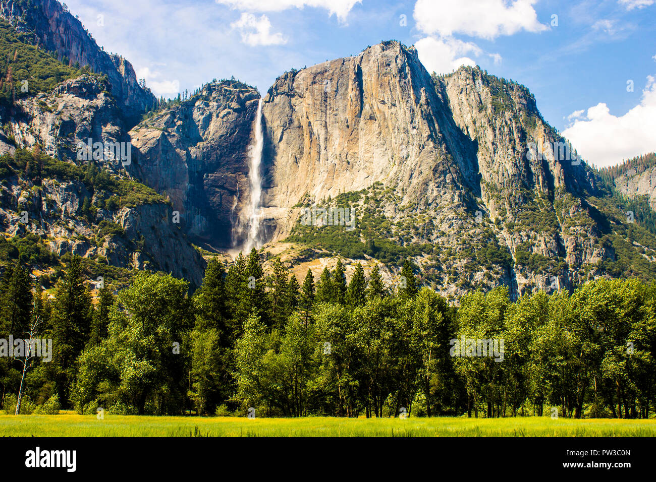 Views of Yosemite Falls from Yosemite Valley, the highest waterfall in ...