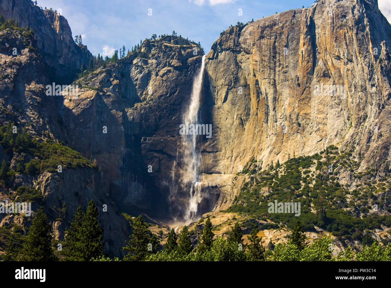 Views of Yosemite Falls from Yosemite Valley, the highest waterfall in ...