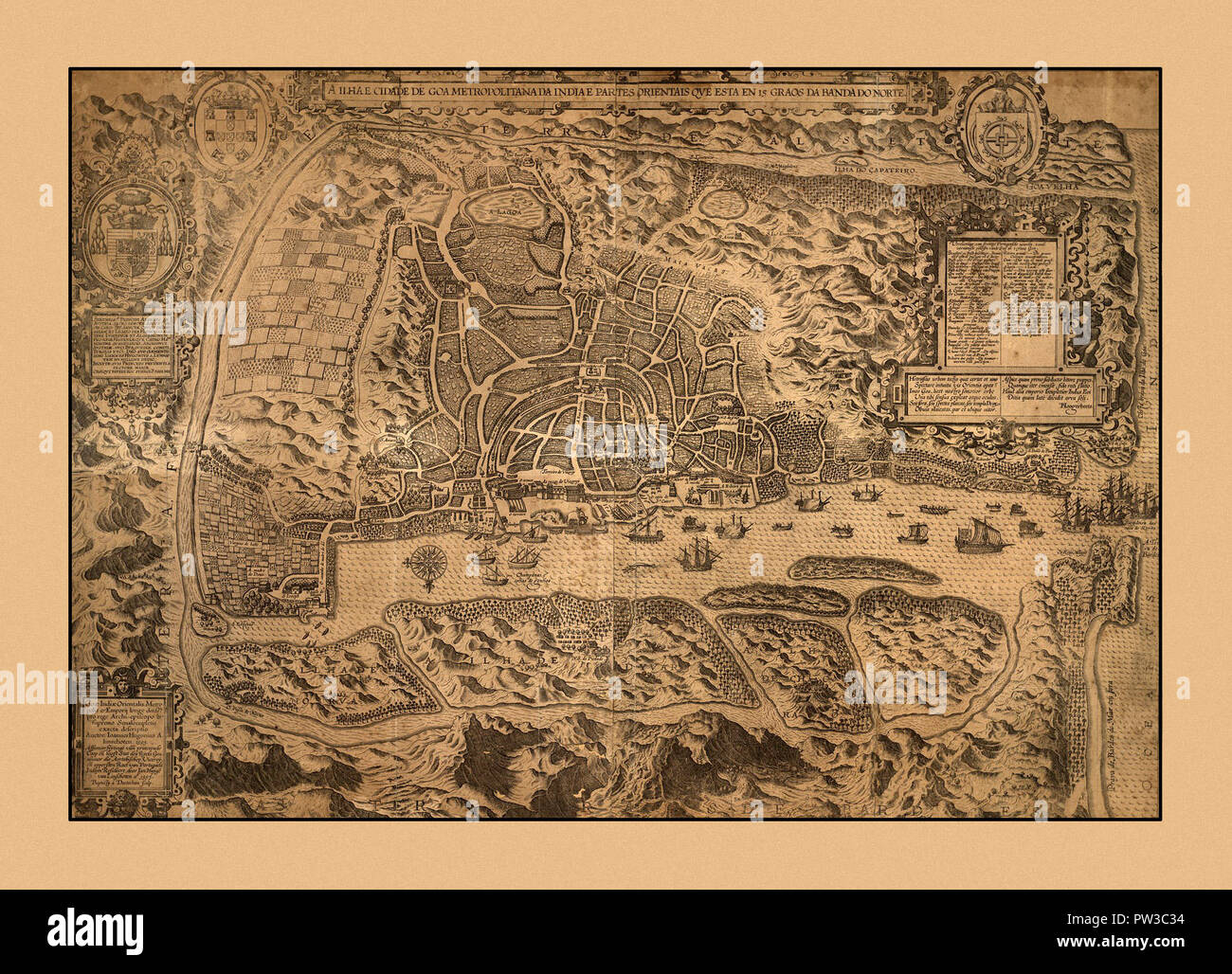 Map Of Goa 1595 Stock Photo - Alamy