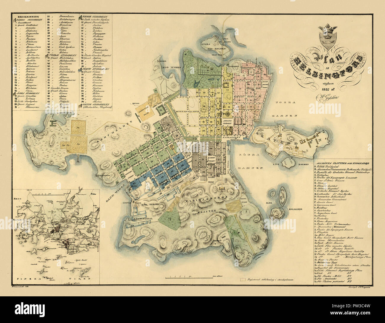 Map Of Helsinki 1837 Stock Photo - Alamy