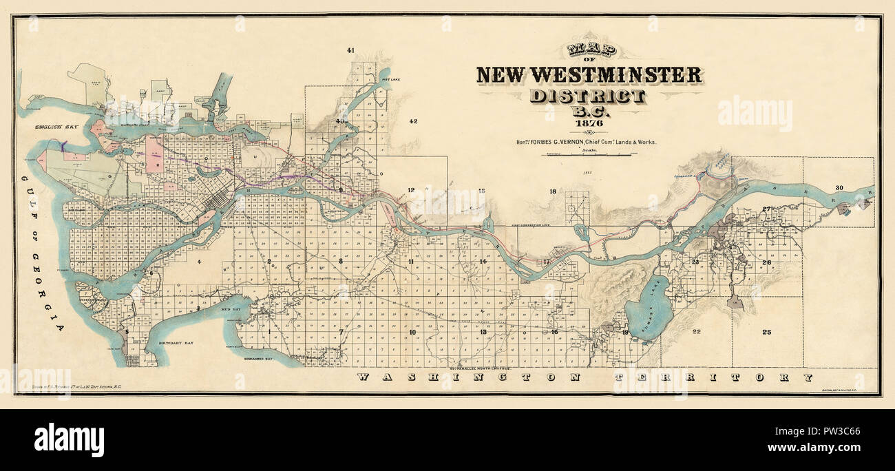Map Of New Westminster 1876 Stock Photo - Alamy