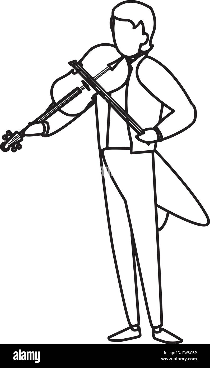 musician playing a violin over white background, vector illustration ...