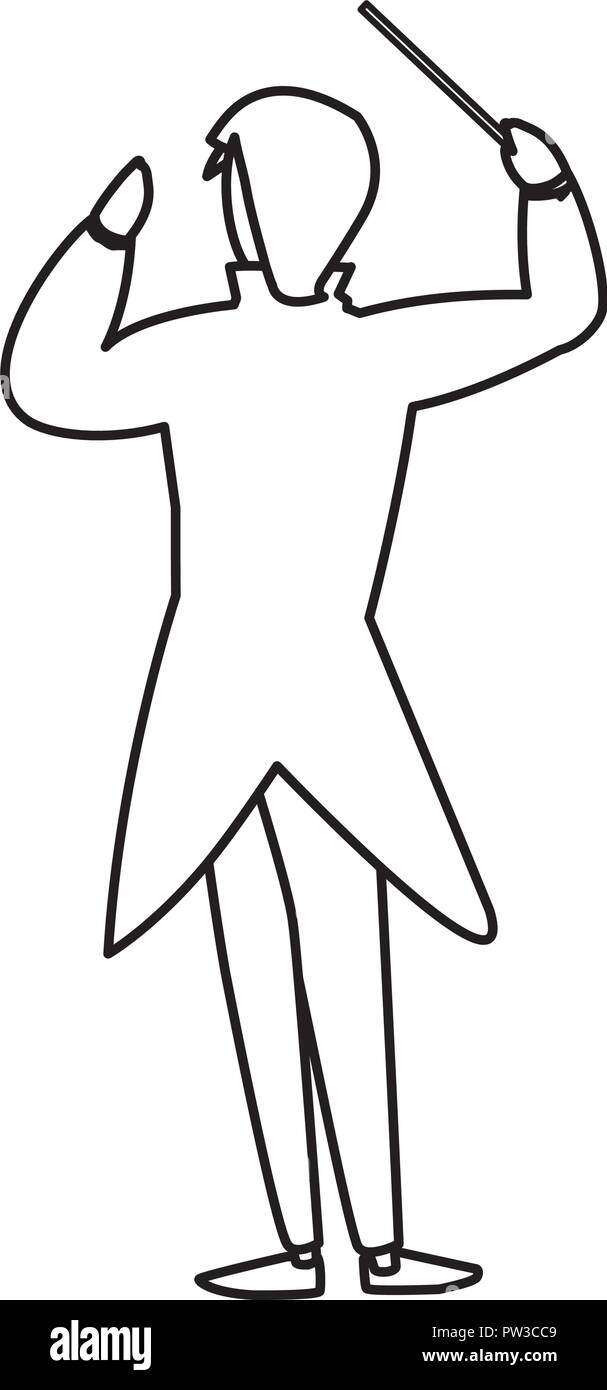 orchestra director with stick over white background, vector ...