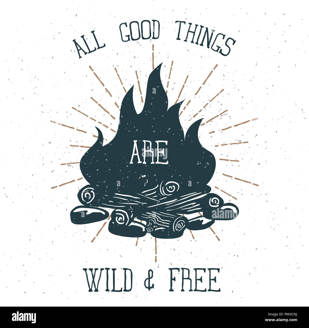 Vintage Campfire Illustration