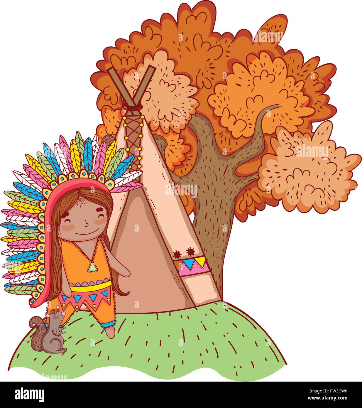 American indian girl cartoon Stock Vector Image & Art - Alamy