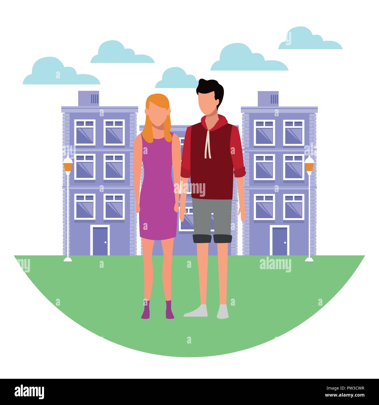 Couple sharing time at city cartoon vector illustration graphic design ...