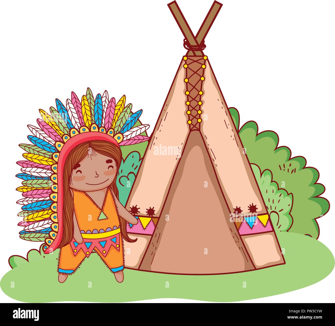 American indian girl cartoon Stock Vector Image & Art - Alamy