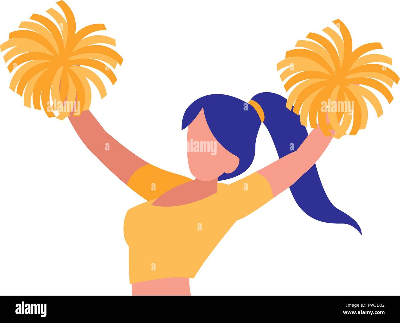 avatar cheerleader with pom poms over white background, vector ...