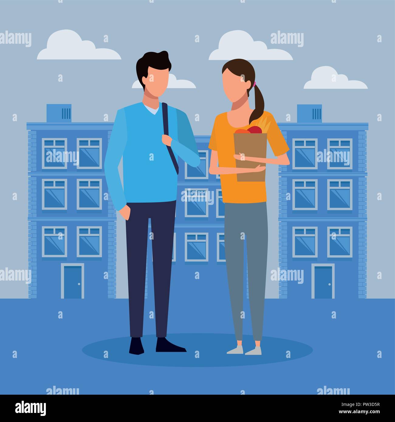 Couple sharing time at city cartoon vector illustration graphic design ...