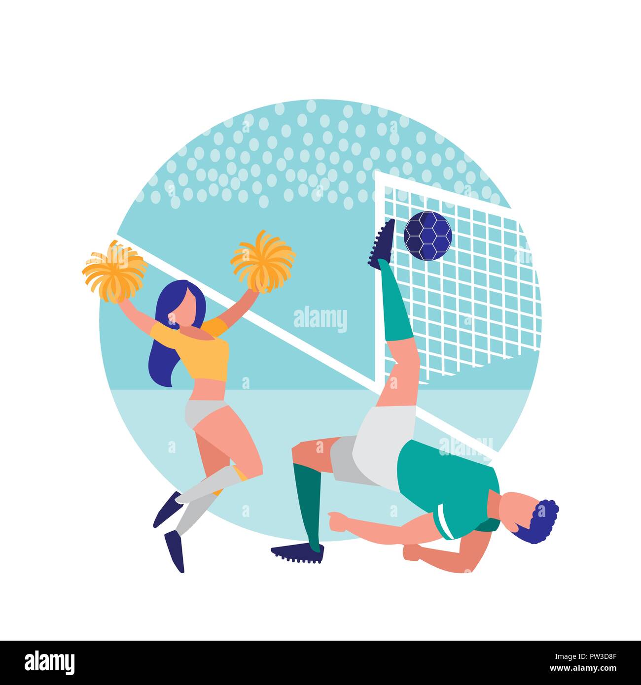 soccer player and cheerleader women icon over white background ...
