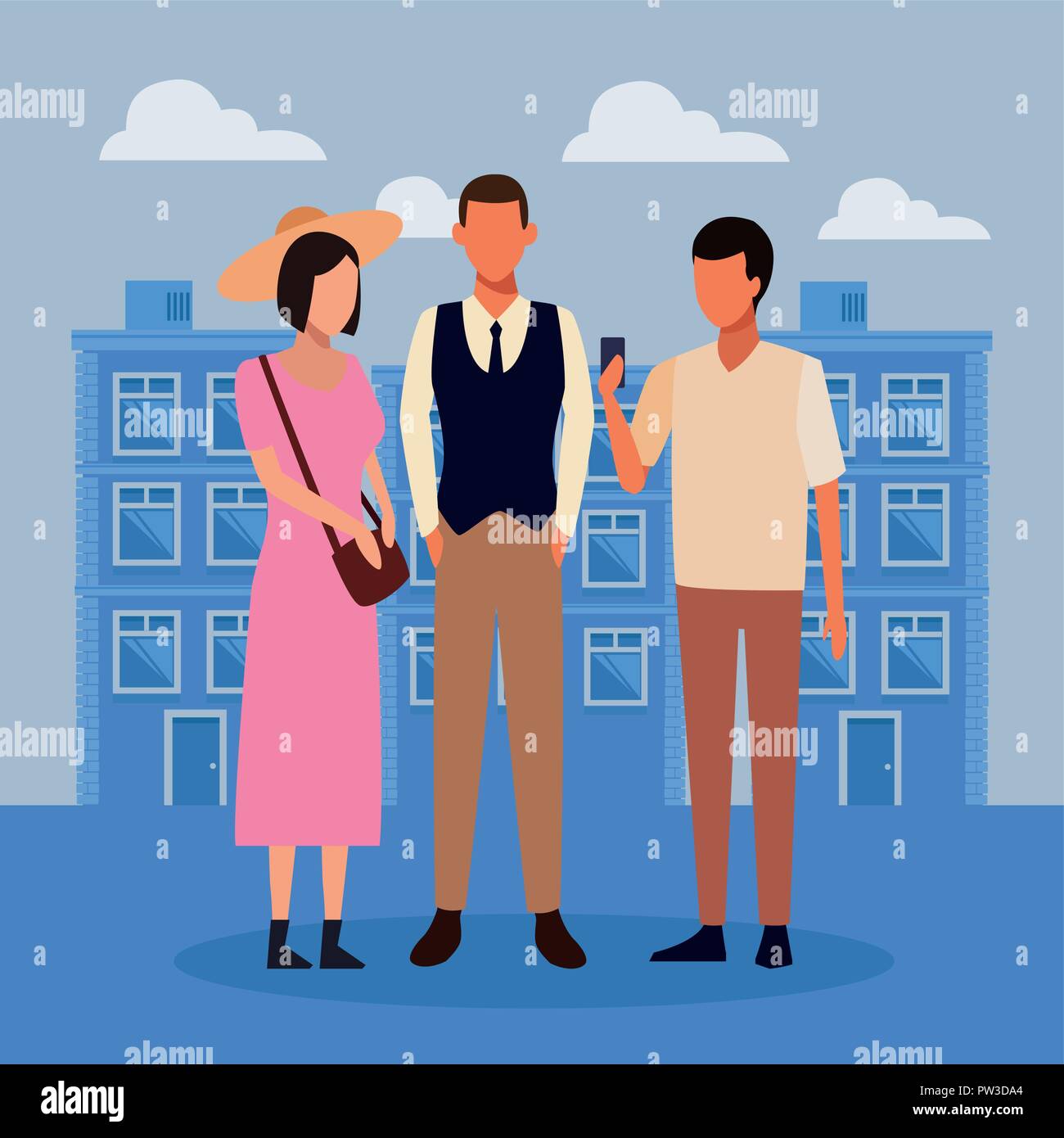 People meeting at city cartoons vector illustration graphic design ...