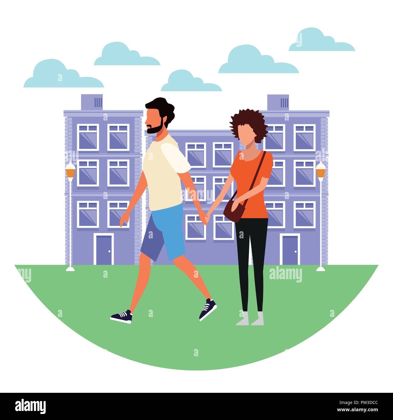 Couple sharing time at city cartoon vector illustration graphic design ...