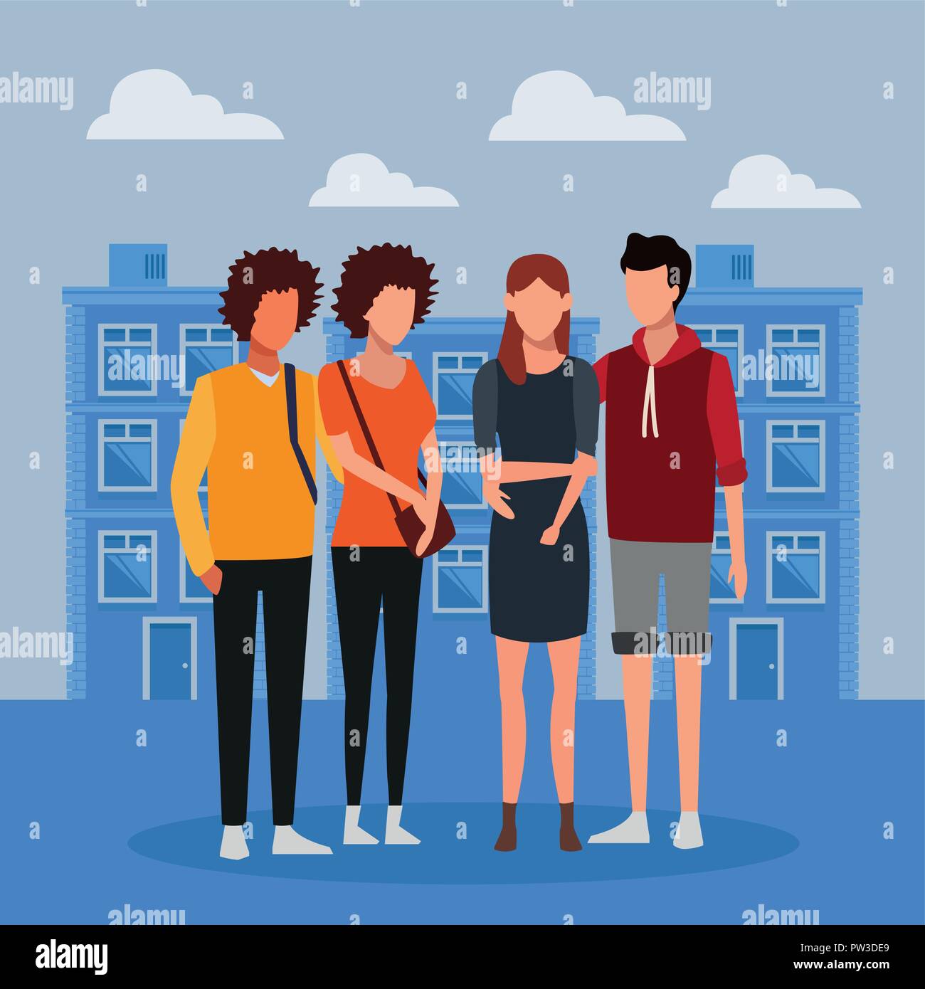 People meeting at city cartoons vector illustration graphic design ...