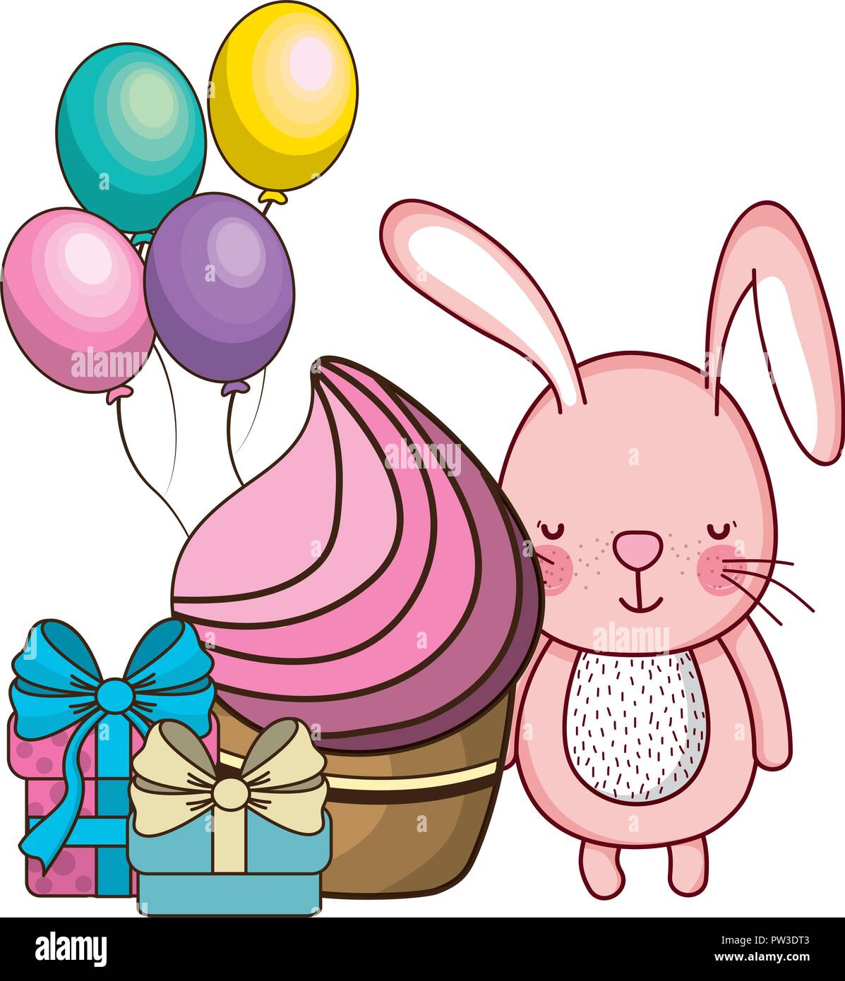 Happy birthday cute animal Stock Vector Image & Art - Alamy