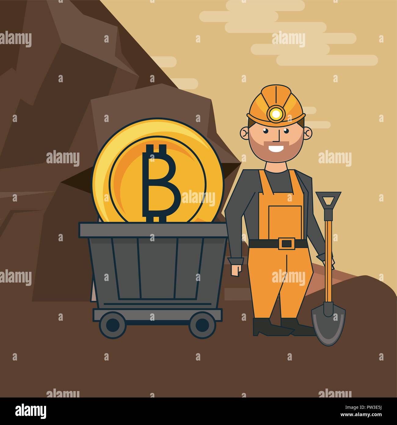 Bitcoin mining cartoons Stock Vector Image & Art - Alamy