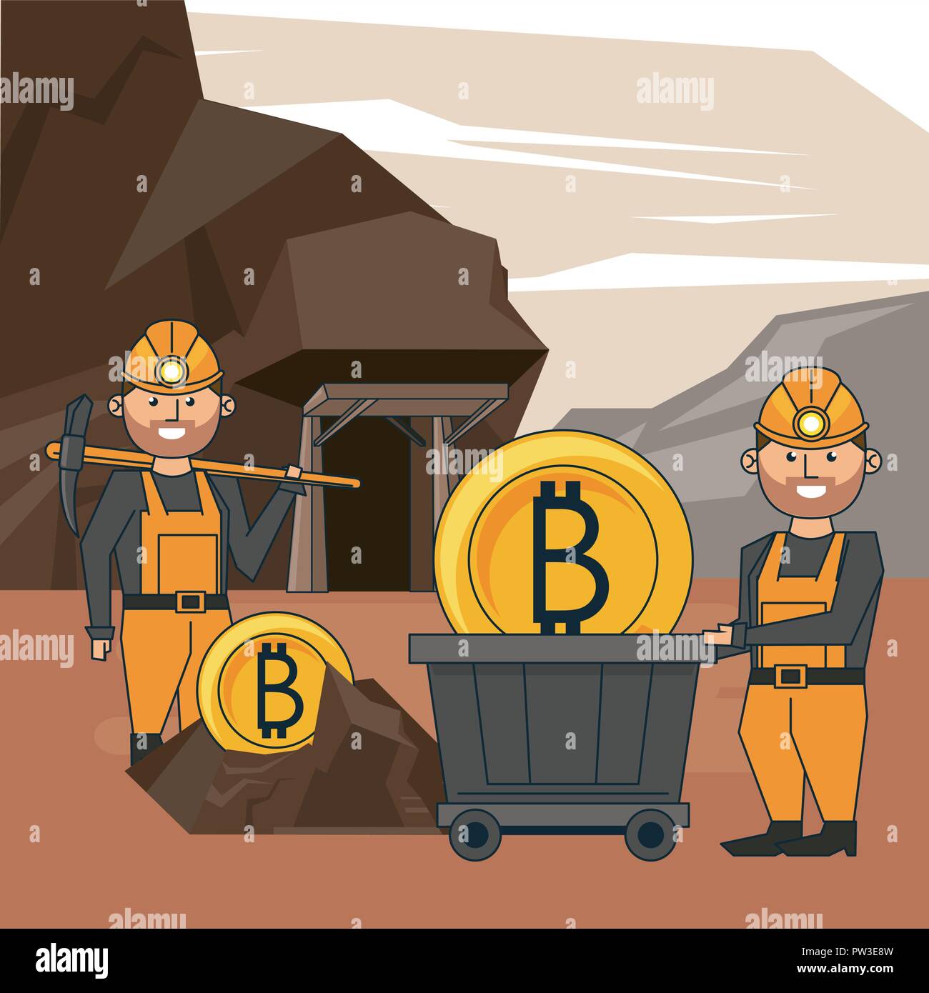 Bitcoin mining cartoons Stock Vector Image & Art - Alamy