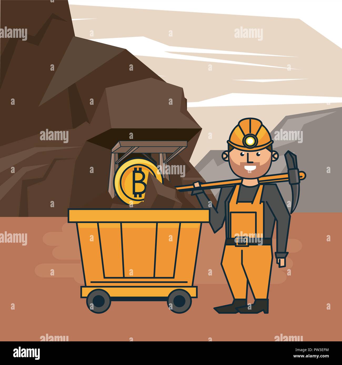 Bitcoin mining cartoons Stock Vector Image & Art - Alamy