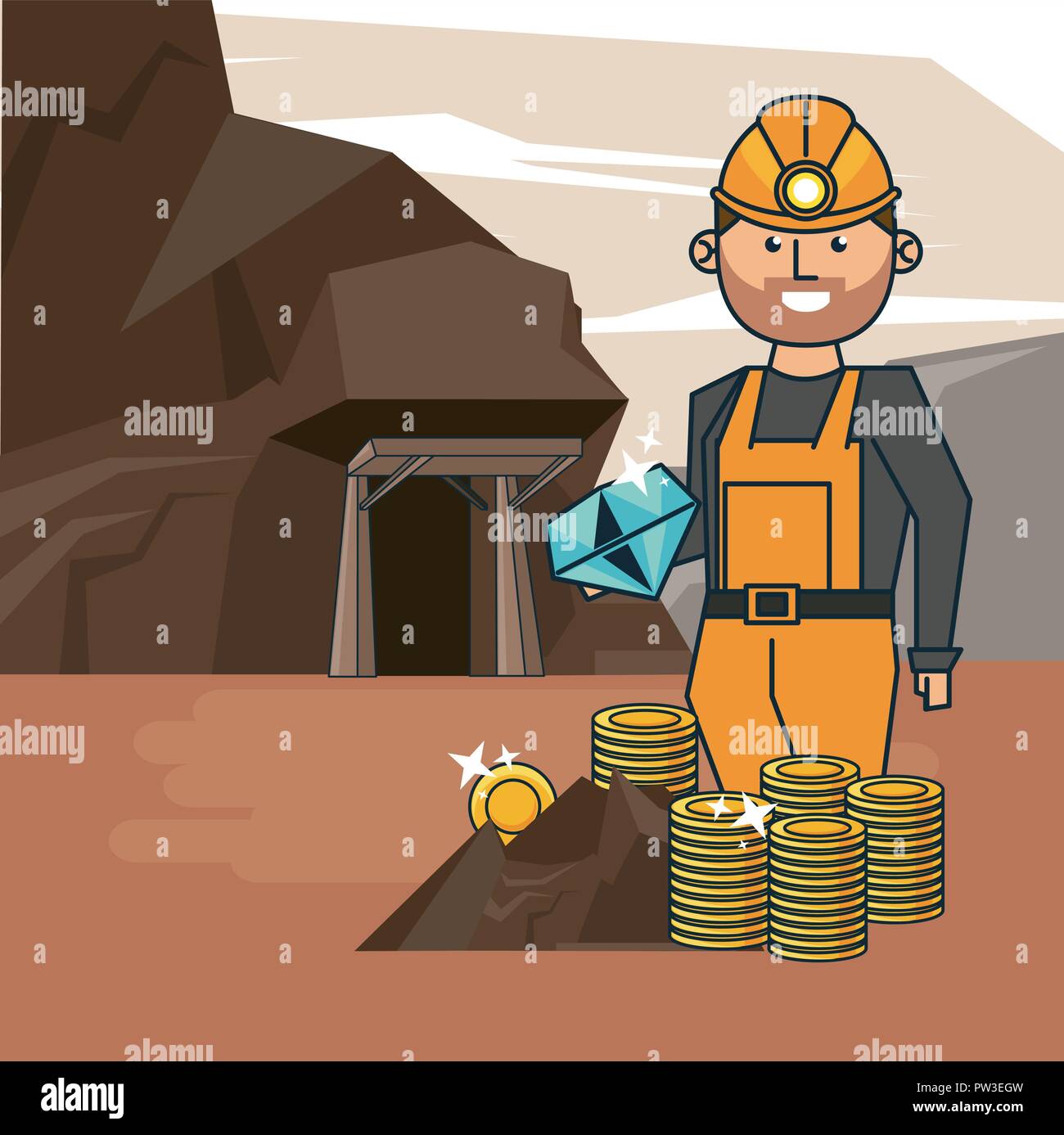 Mining worker cartoon Stock Vector Image & Art - Alamy