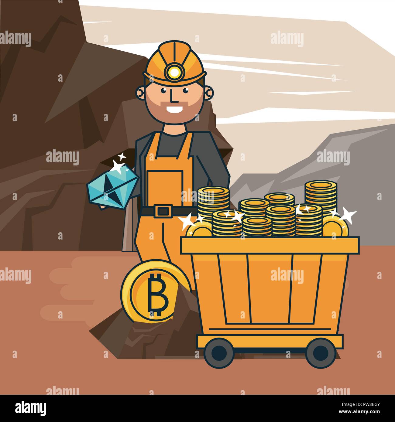 Bitcoin mining cartoons Stock Vector Image & Art - Alamy