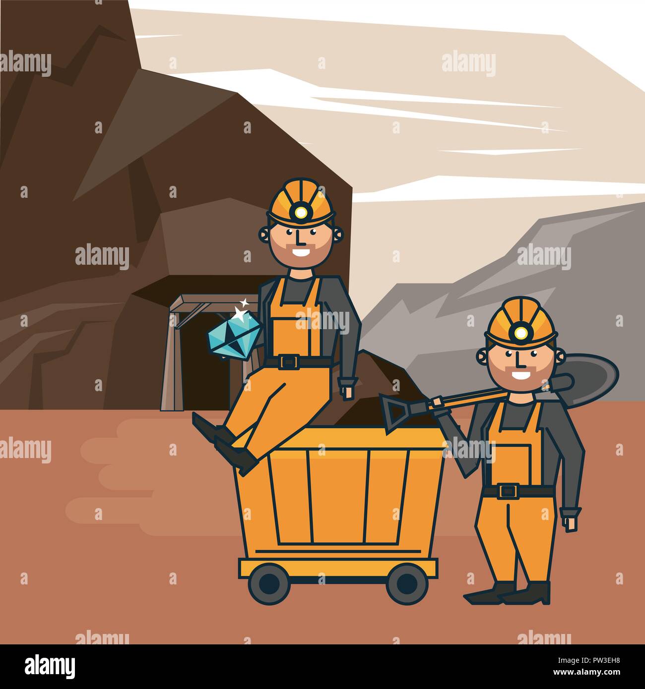 Mining workers cartoons Stock Vector Image & Art - Alamy