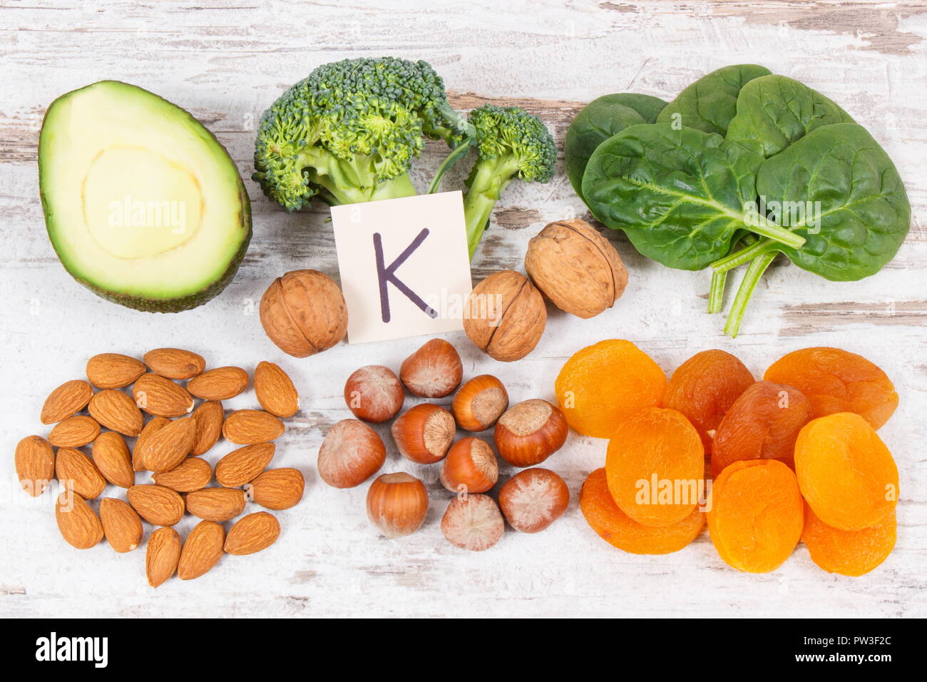 Fresh fruits and vegetables containing vitamin K, potassium, dietary ...