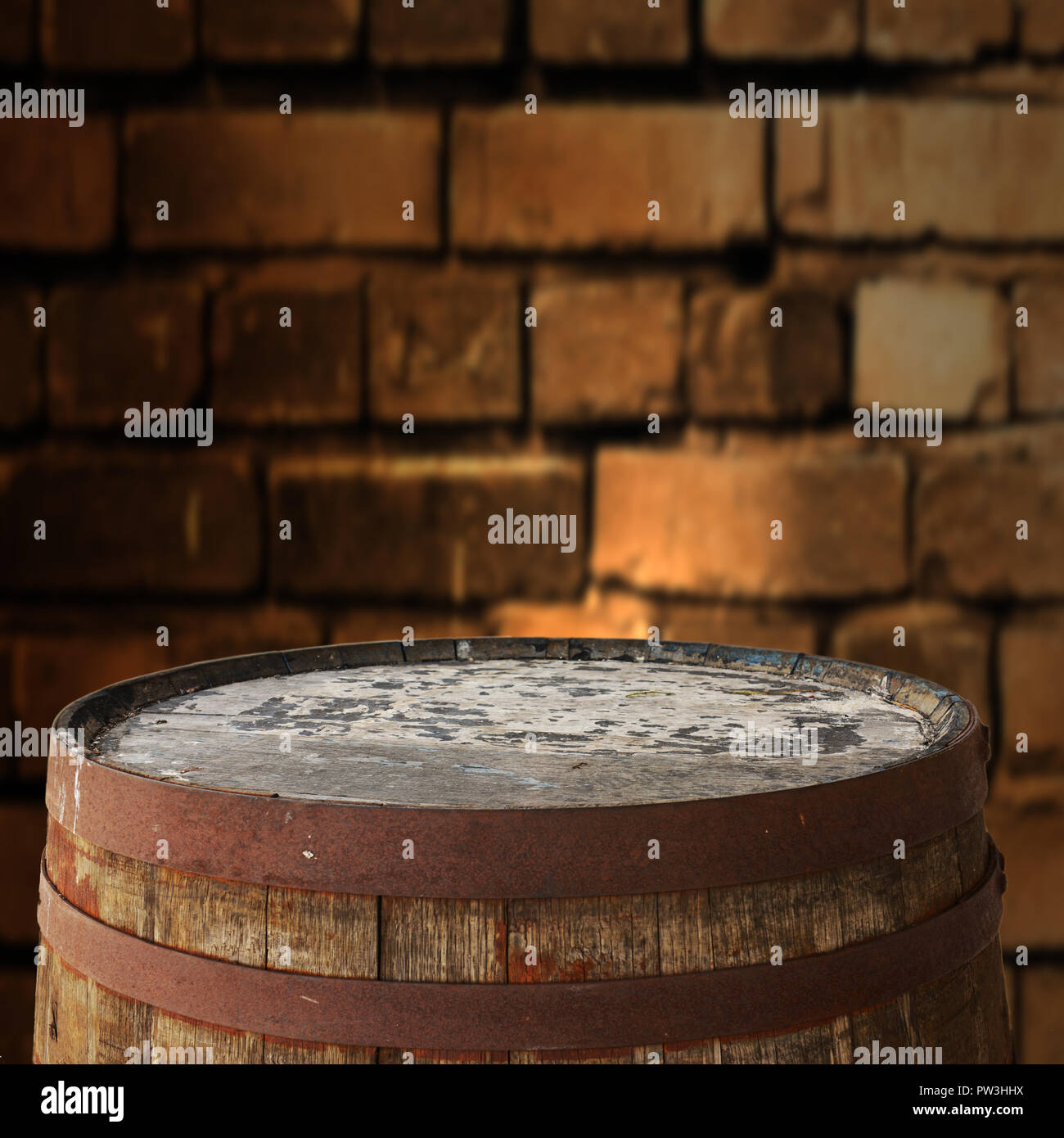 Old barrel top for display montages Stock Photo - Alamy