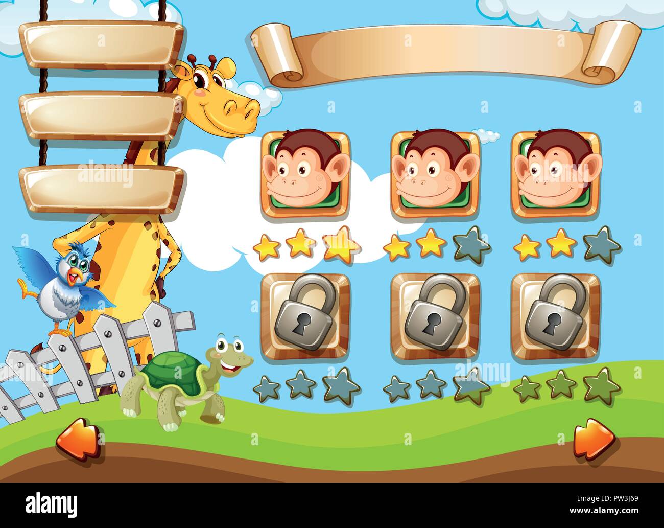 Wild animals game template Stock Vector Images - Alamy