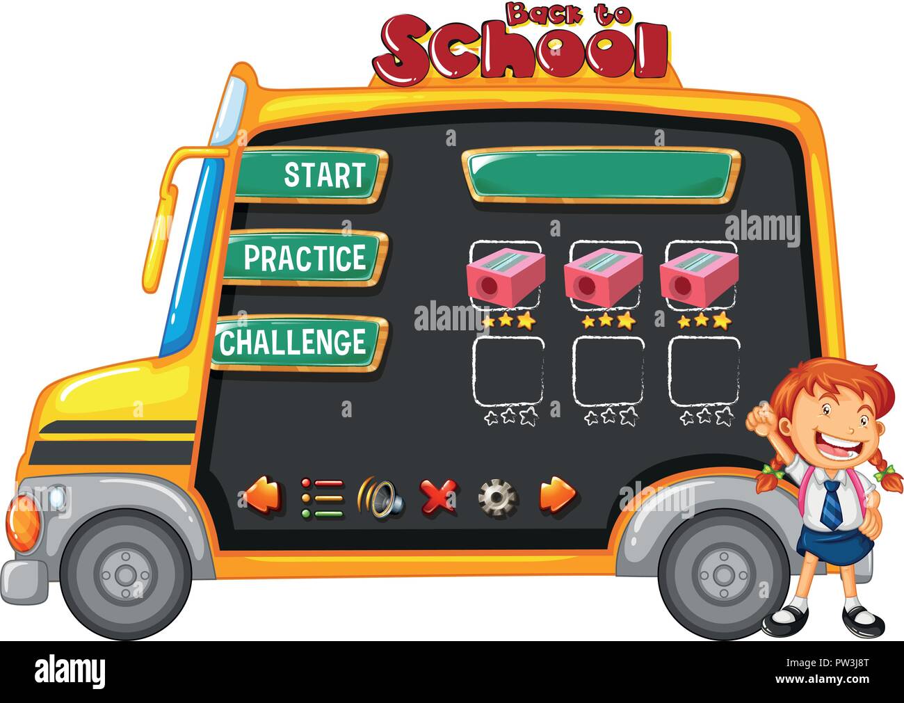 School bus game template illustration Stock Vector Image & Art - Alamy