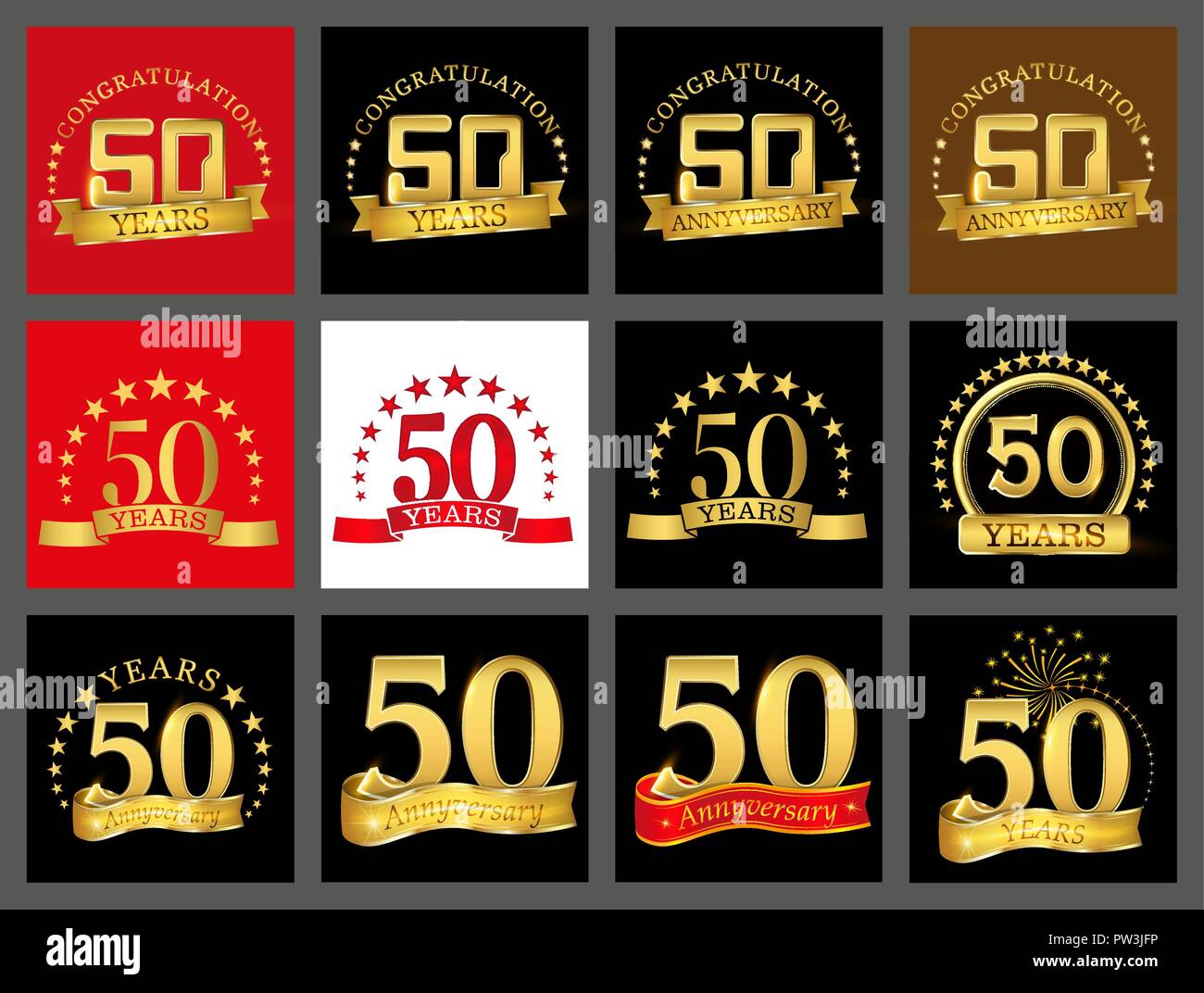 Set of number fifty year (50 year) celebration design. Anniversary ...