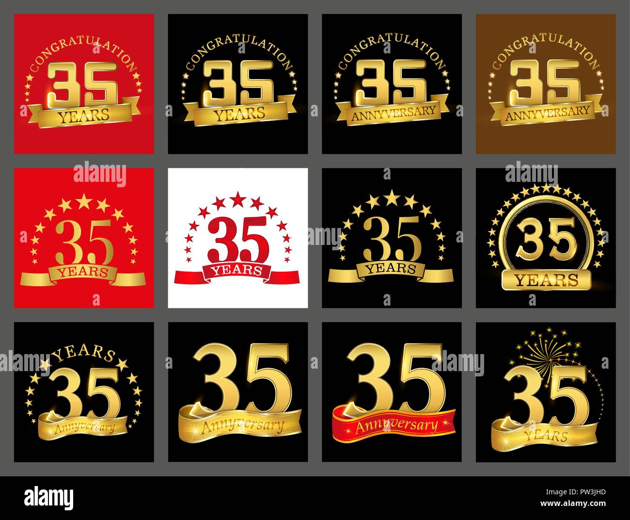 Set of number thirty five year (35 year) celebration design ...