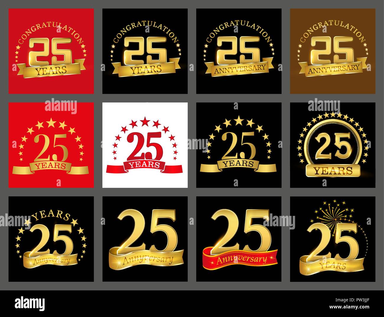 Set of number twenty five year (25 year) celebration design ...
