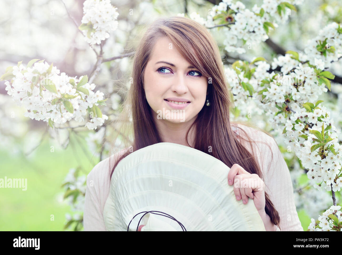 Beautiful gril - spring portrait Stock Photo - Alamy