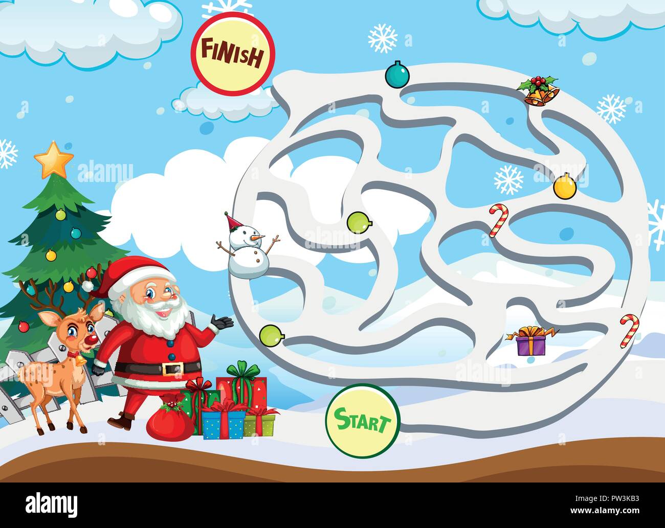 Christmas maze game template illustration Stock Vector Image & Art - Alamy