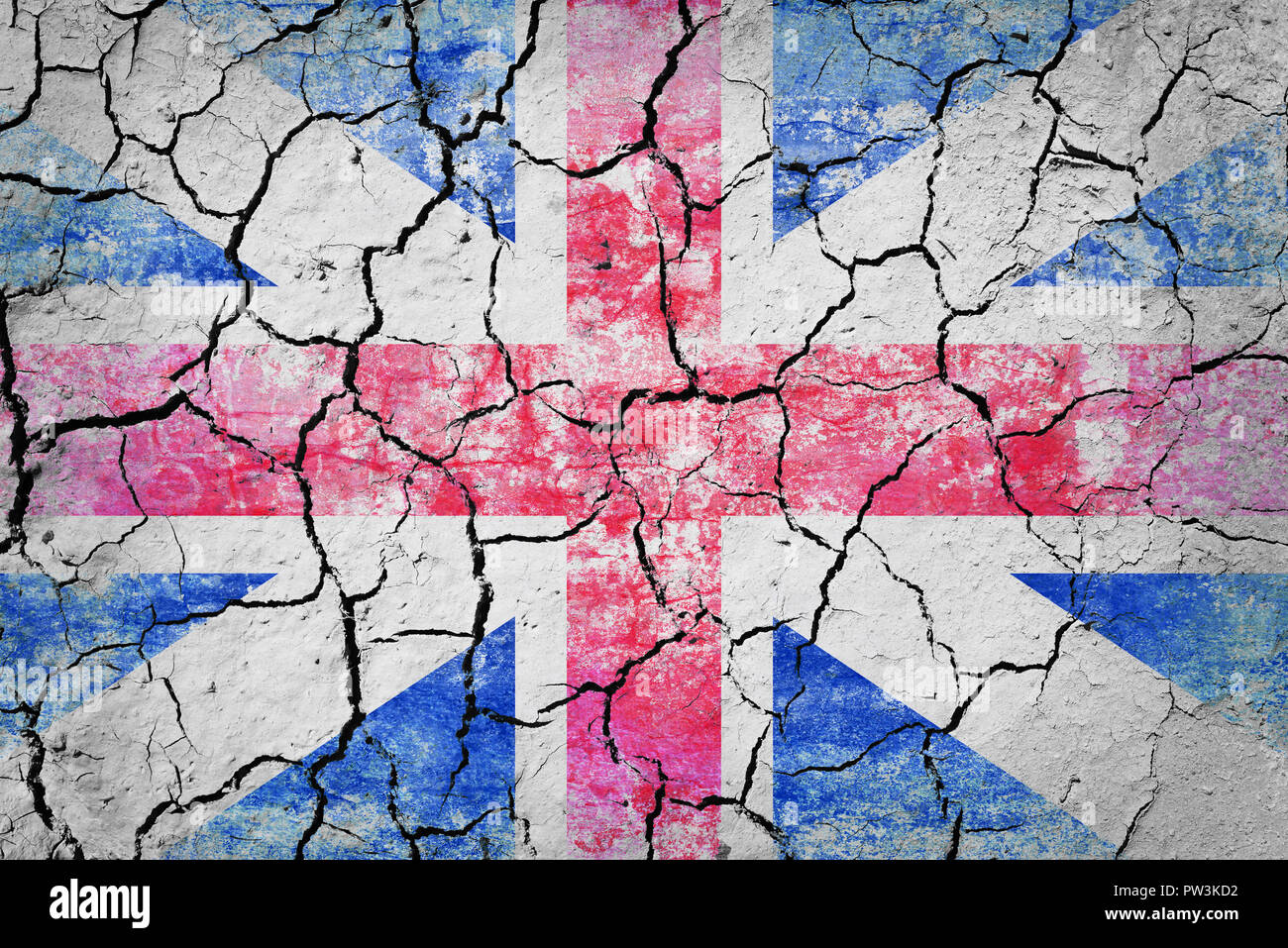 UK flag painted on cracked earth texture Stock Photo - Alamy