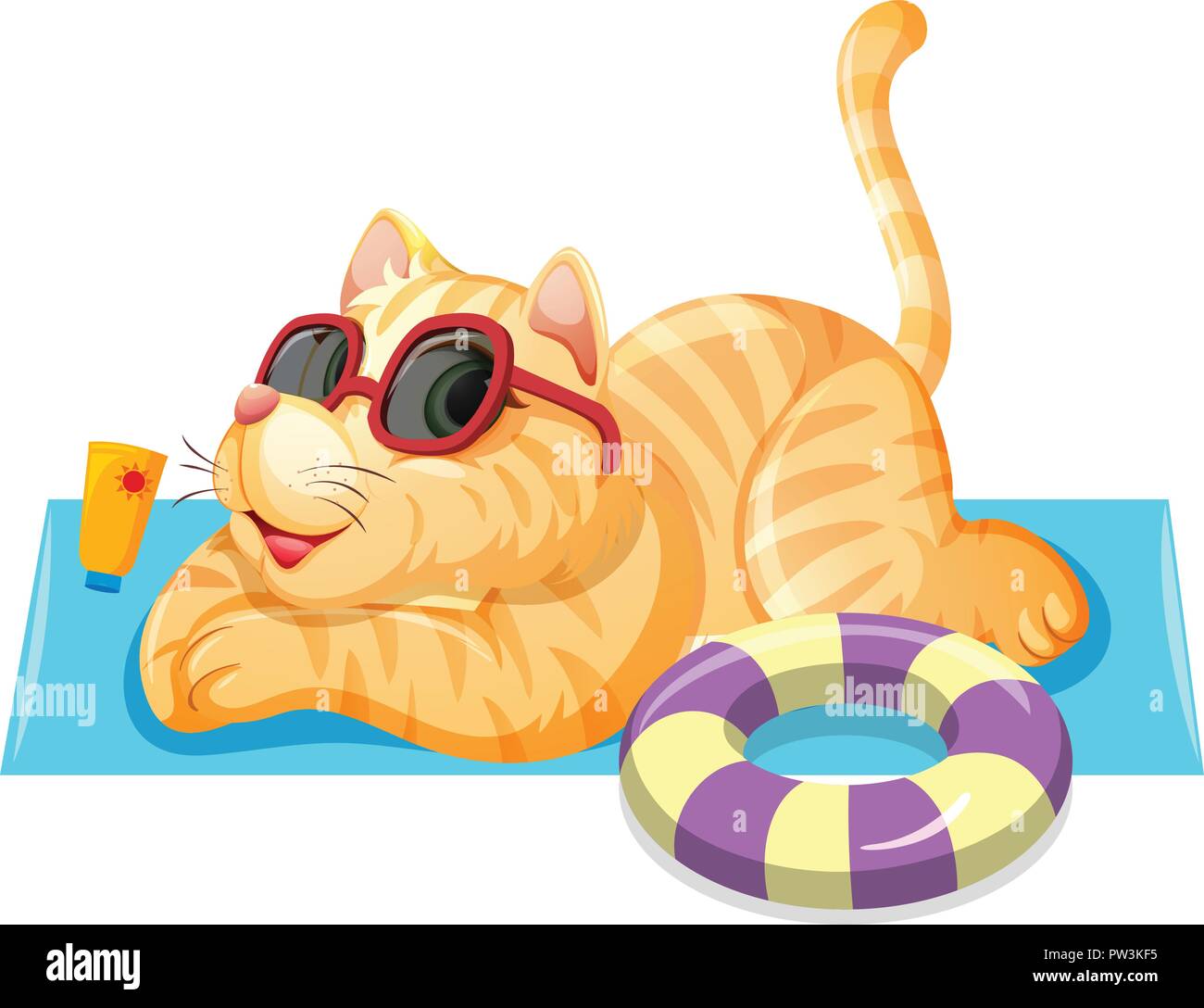 Cat summer clip art hi-res stock photography and images - Alamy