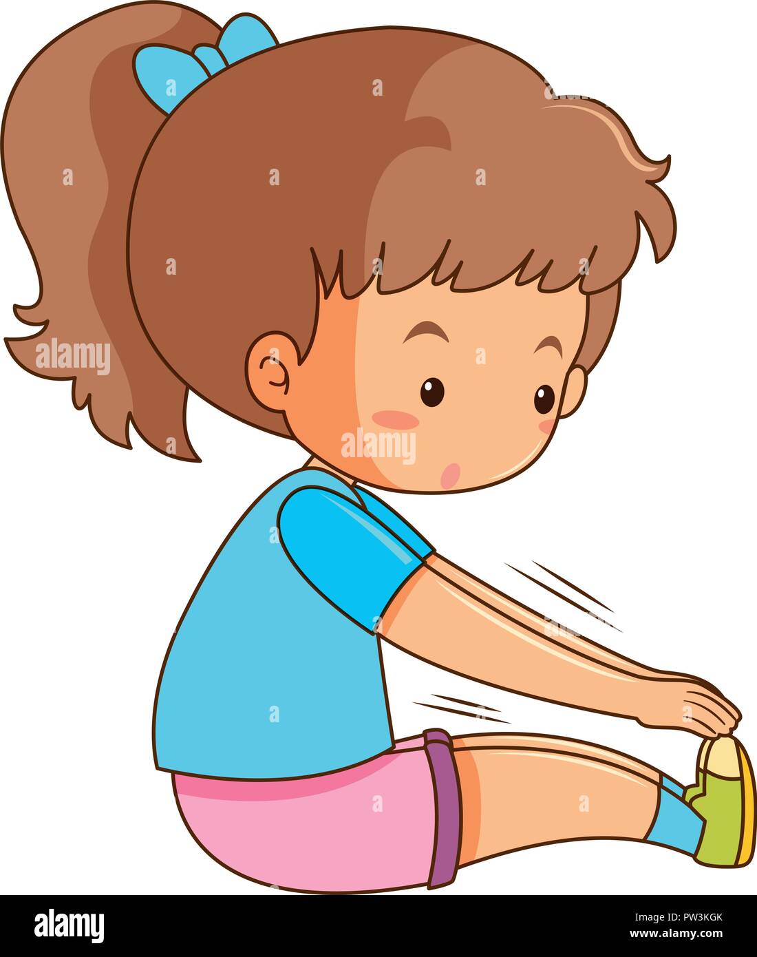 Young girl stretching on white background illustration Stock Vector ...