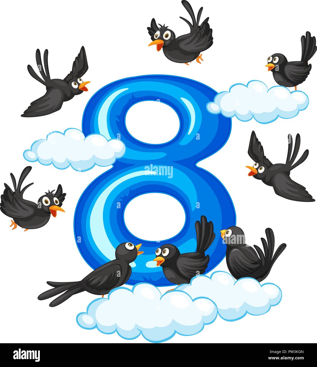 Eight bird on sky illustration Stock Vector Image & Art - Alamy