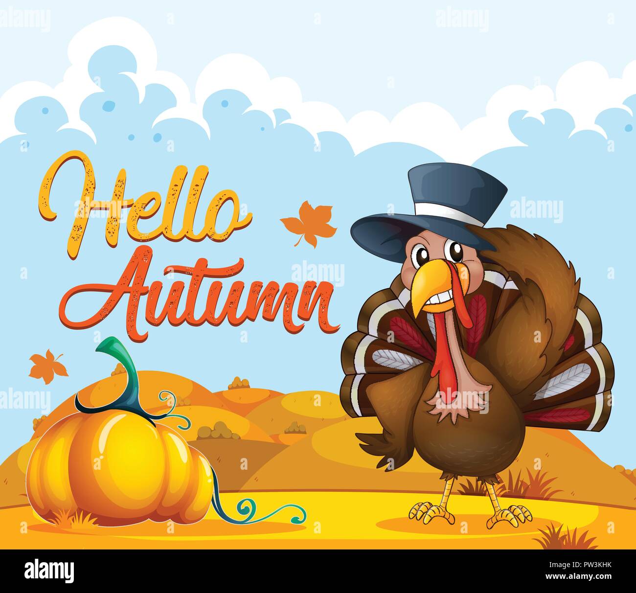 Turkey on autumn template illustration Stock Vector Image & Art - Alamy