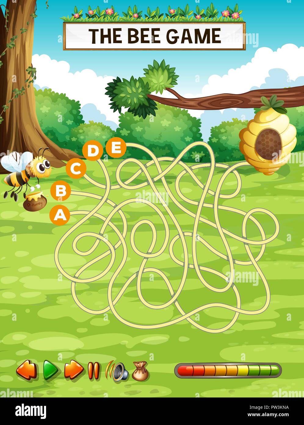 Bee maze puzzle game template illustration Stock Vector Image & Art - Alamy