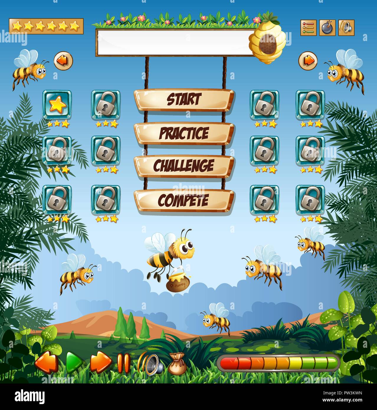 Honey bee game template illustration Stock Vector Image & Art - Alamy