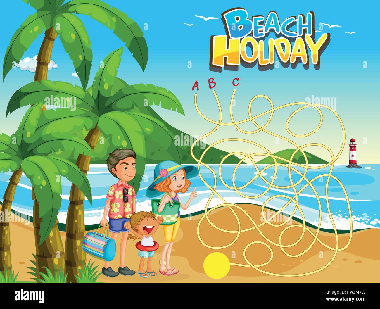 Summer beach holiday game template illustration Stock Vector Image ...