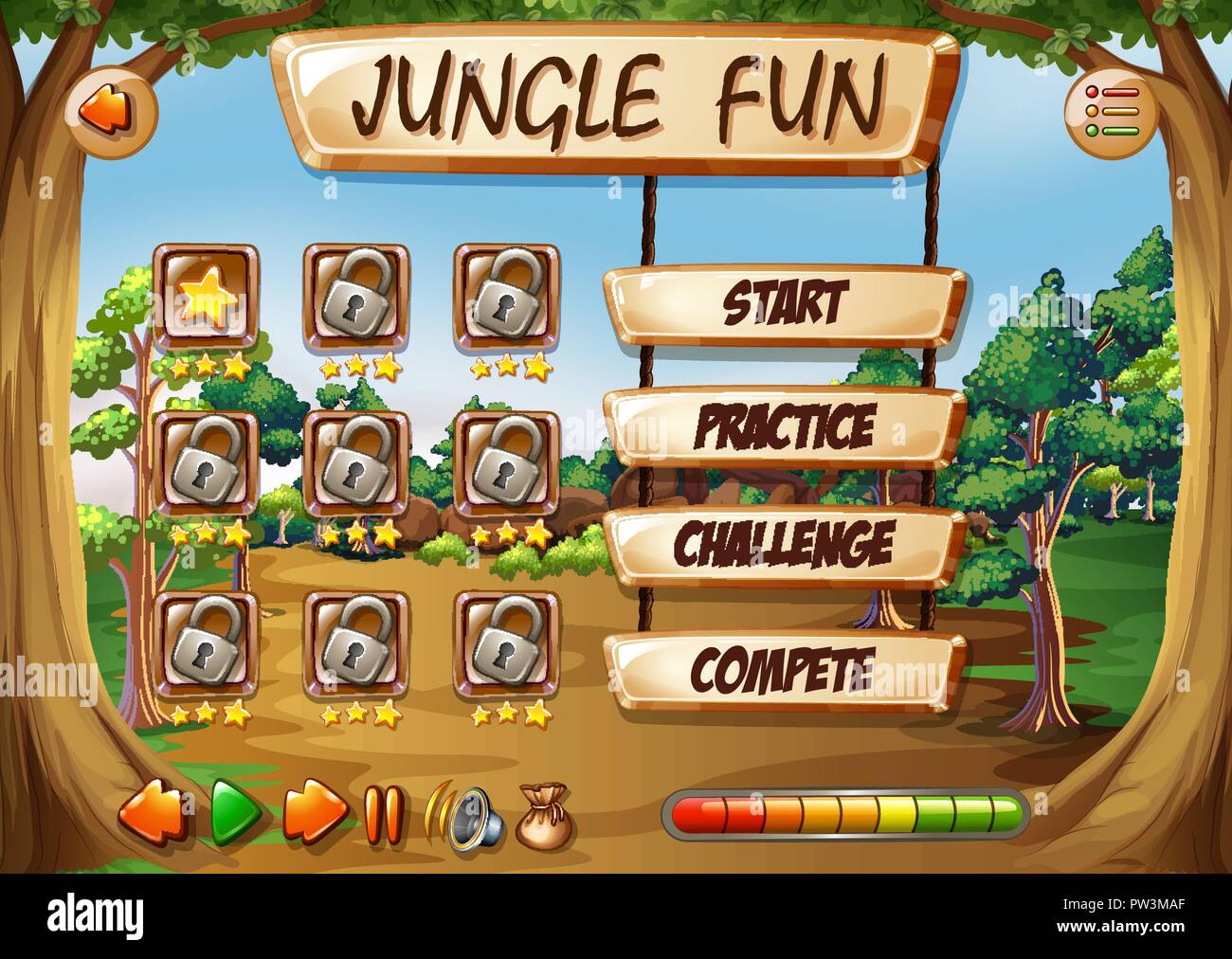 Monkey jungle game template illustration Stock Vector Image & Art - Alamy