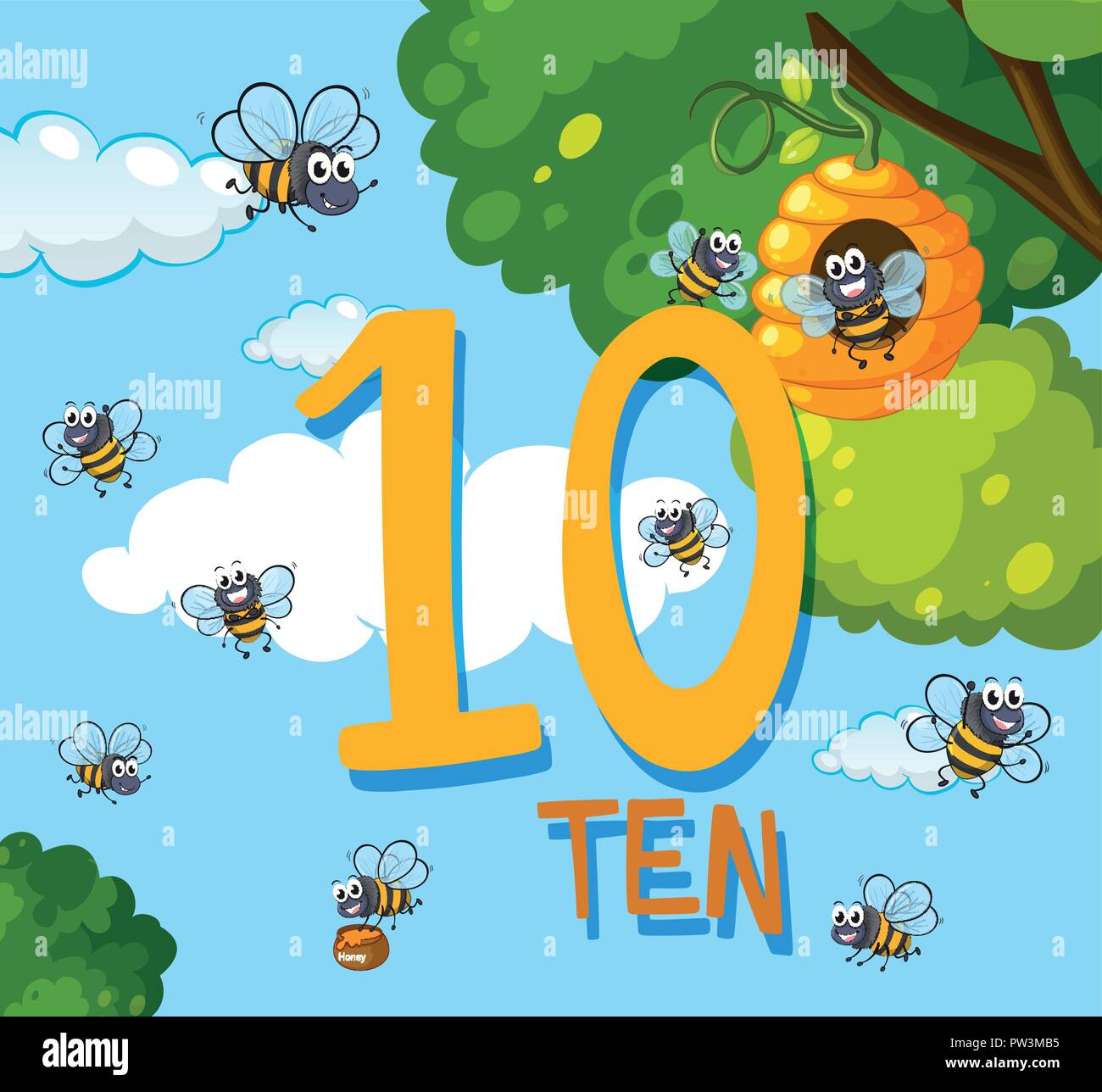 Count number ten bee illustration Stock Vector Image & Art - Alamy