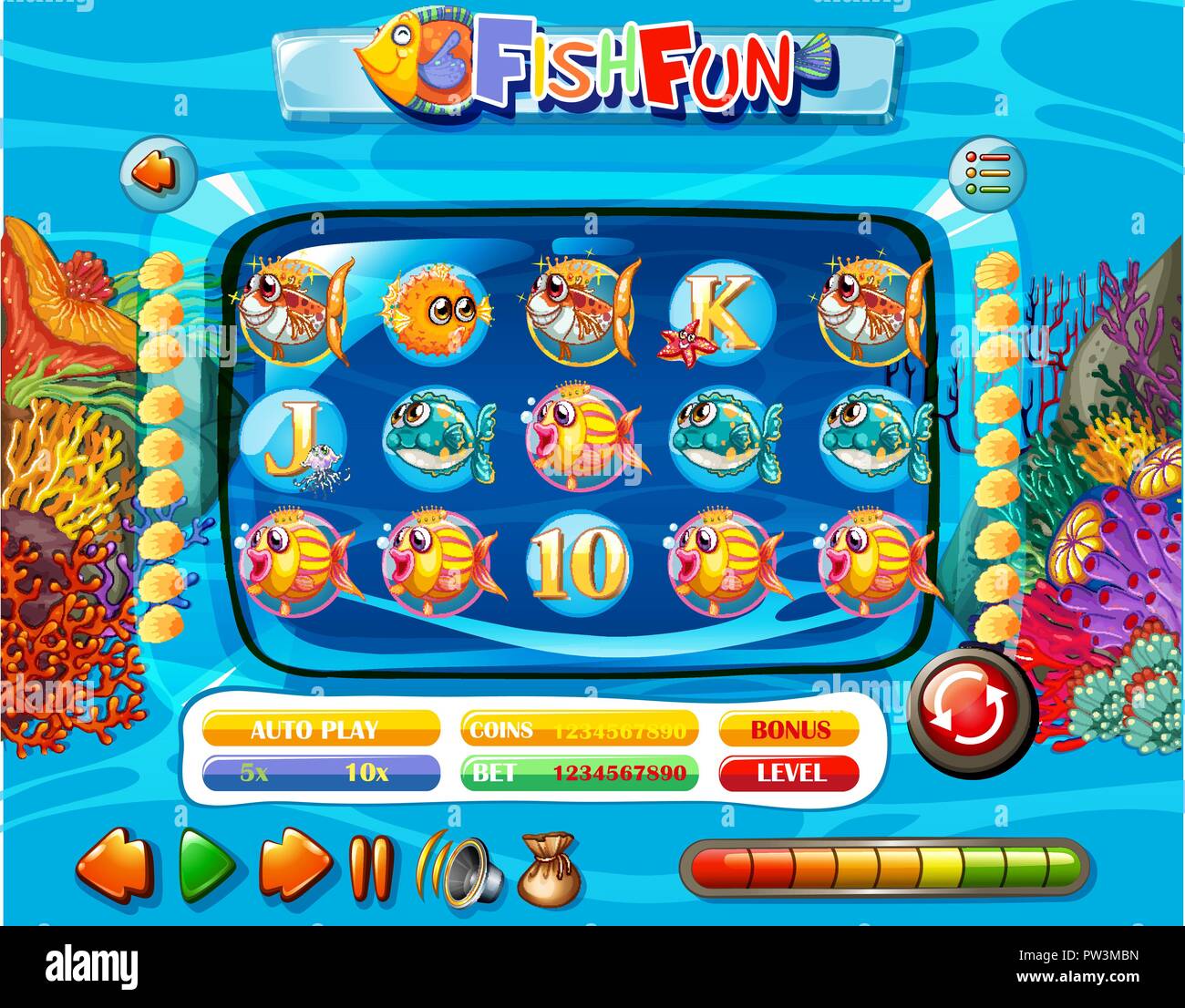 Underwater fish game template illustration Stock Vector Image & Art - Alamy
