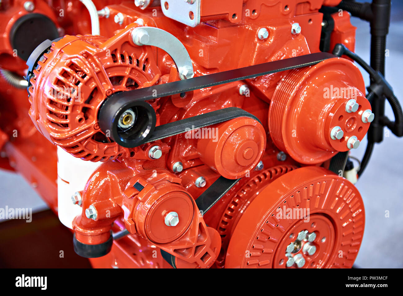 Red diesel engine for trucks and construction machinery Stock Photo - Alamy